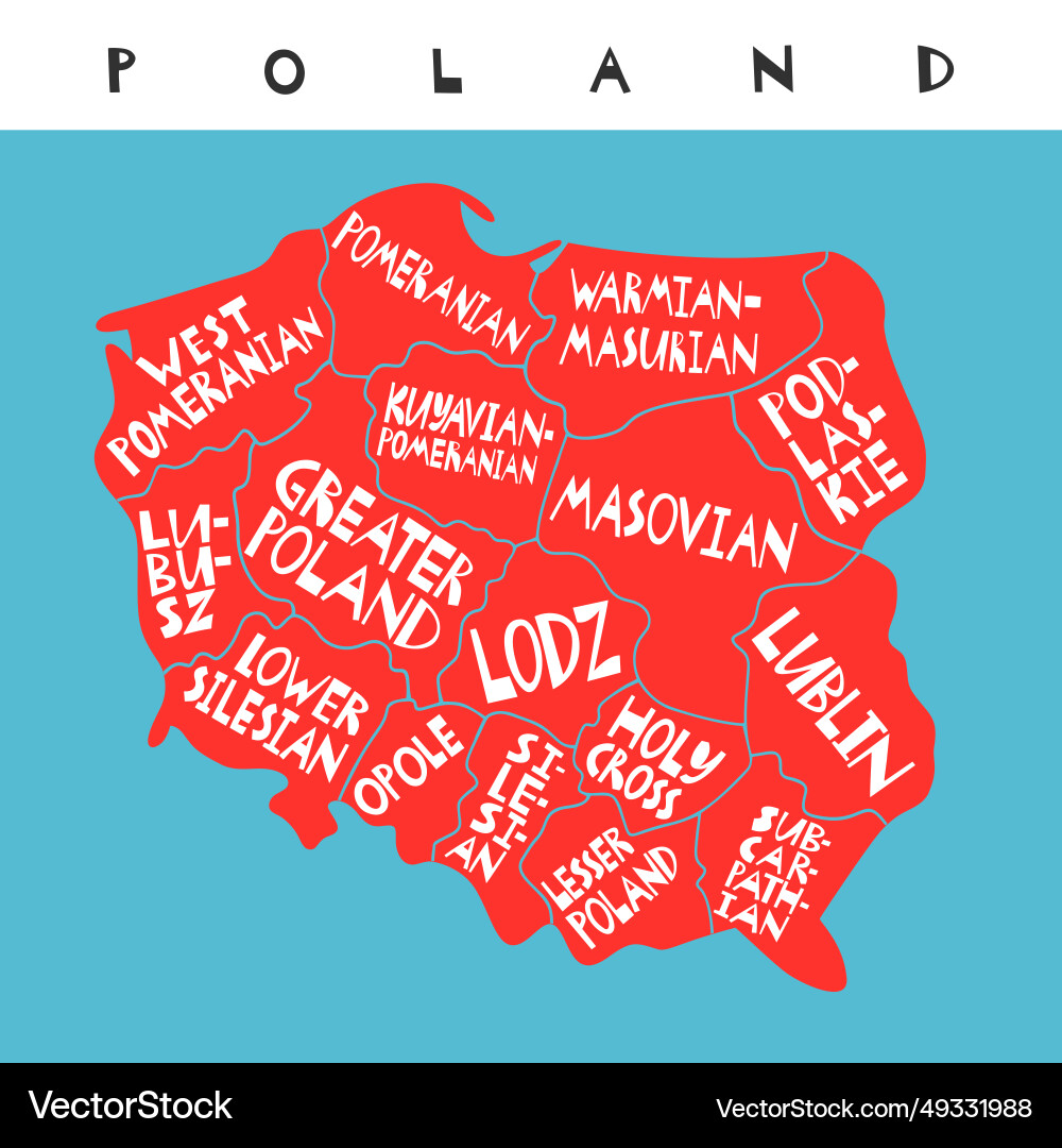 Hand drawn stylized map of polish provinces Vector Image