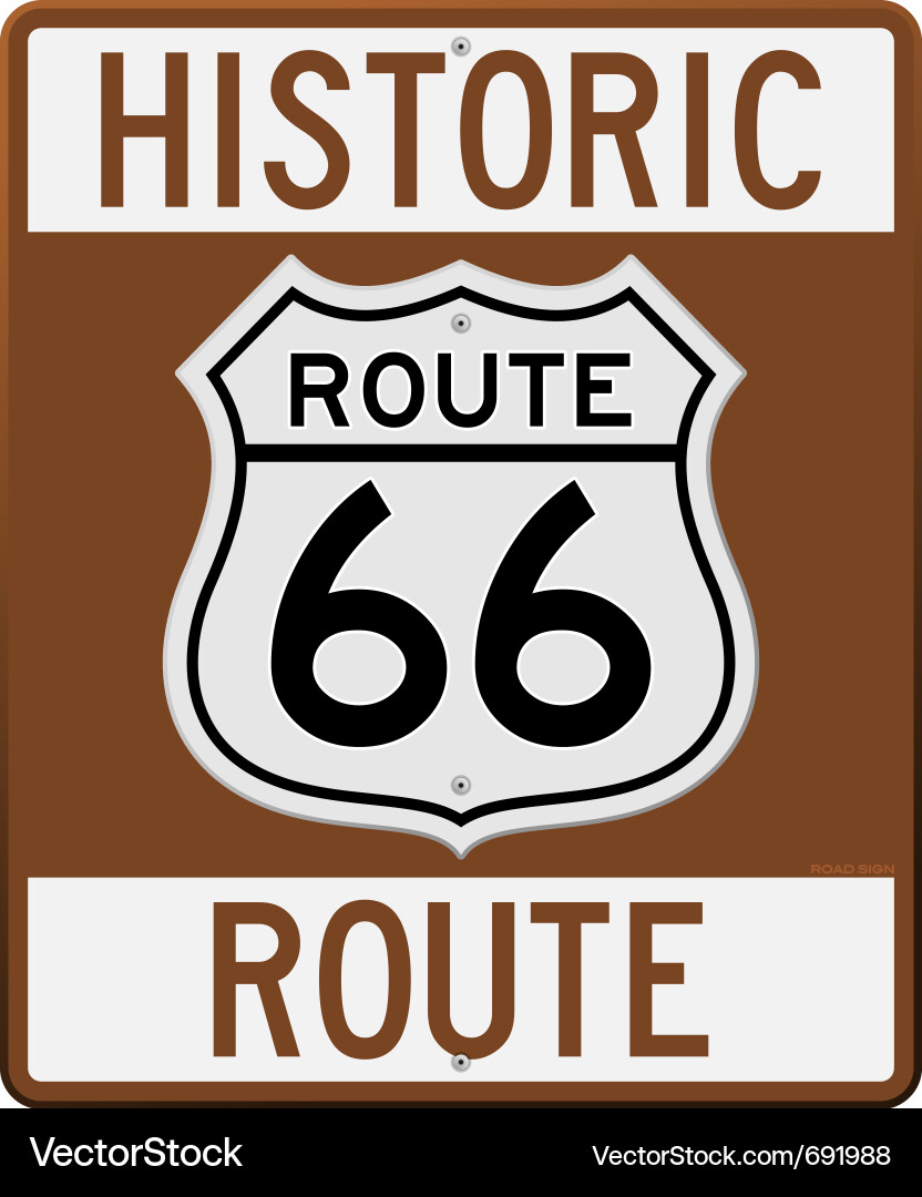 Historic route 66 sign Royalty Free Vector Image