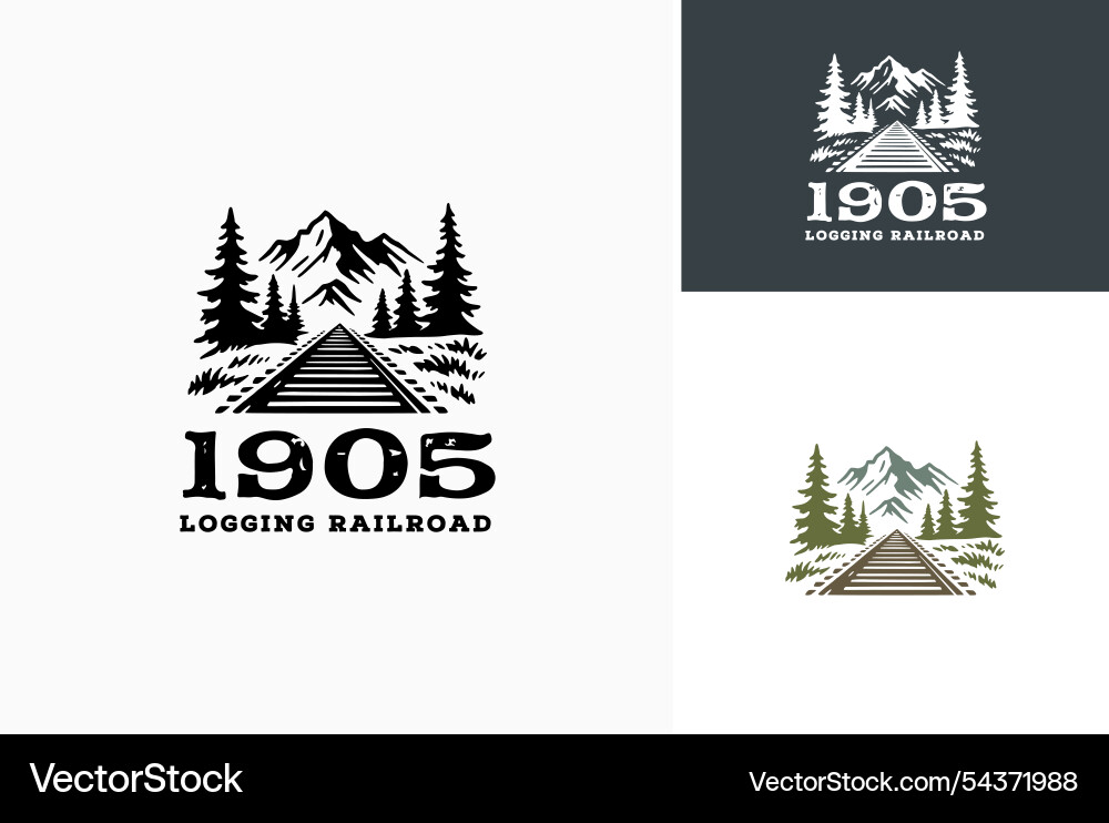 Rustic Mountain Railroad Logo Royalty Free Vector Image