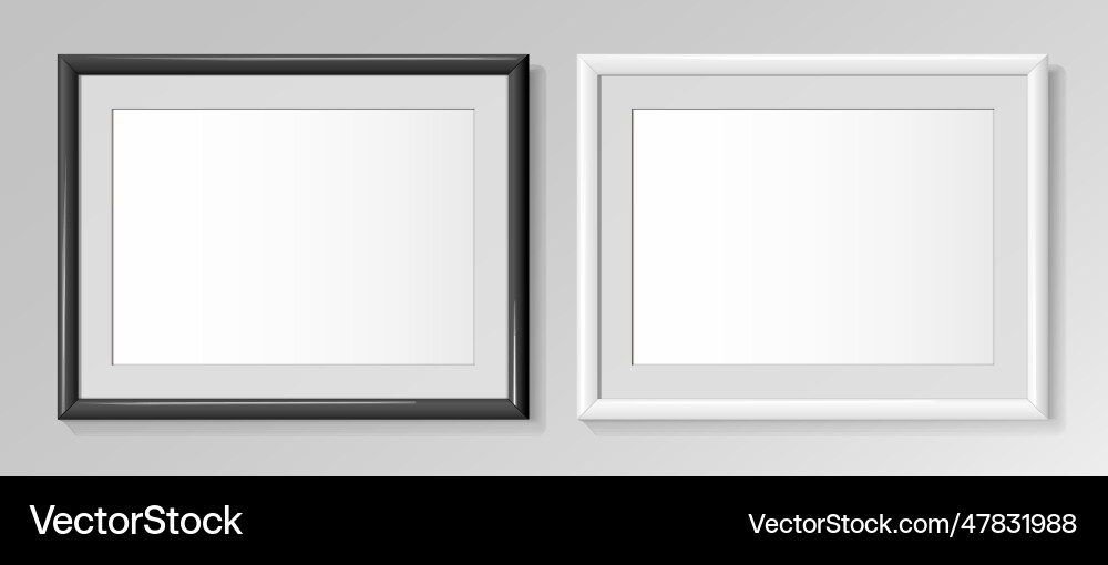 Two realistic horizontal frames black and white Vector Image