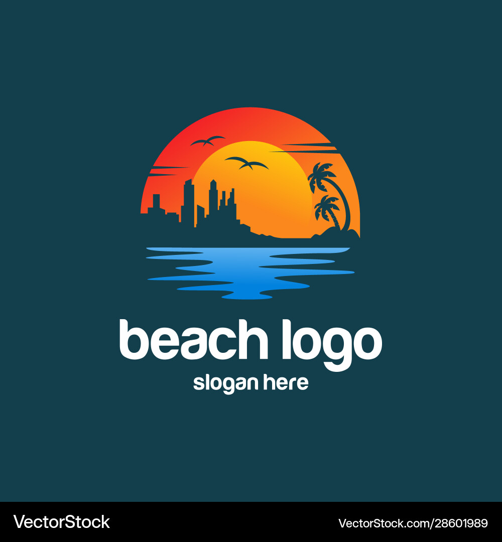 Beach summer logo design Royalty Free Vector Image