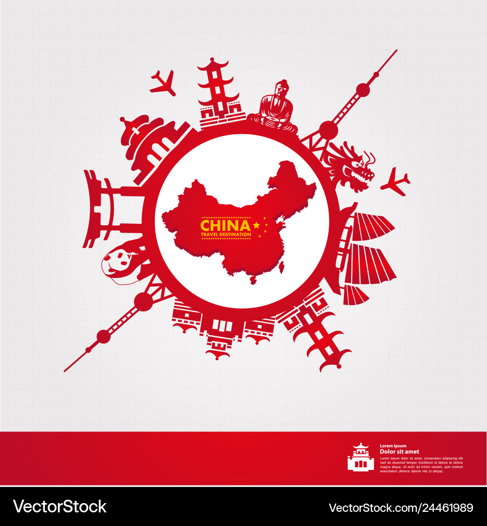 China travel destination Royalty Free Vector Image