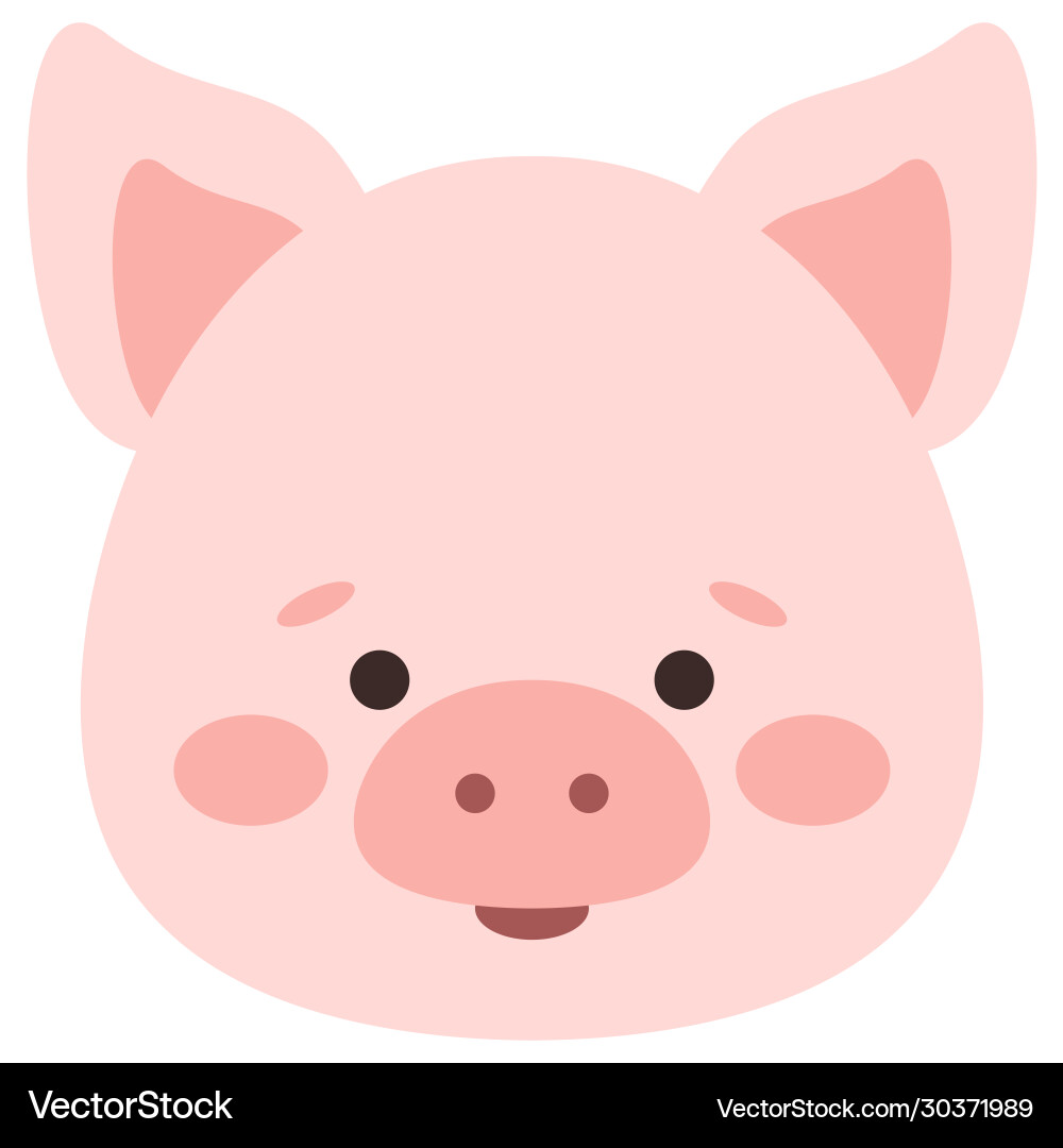 Cute pig face icon isolated on white Royalty Free Vector