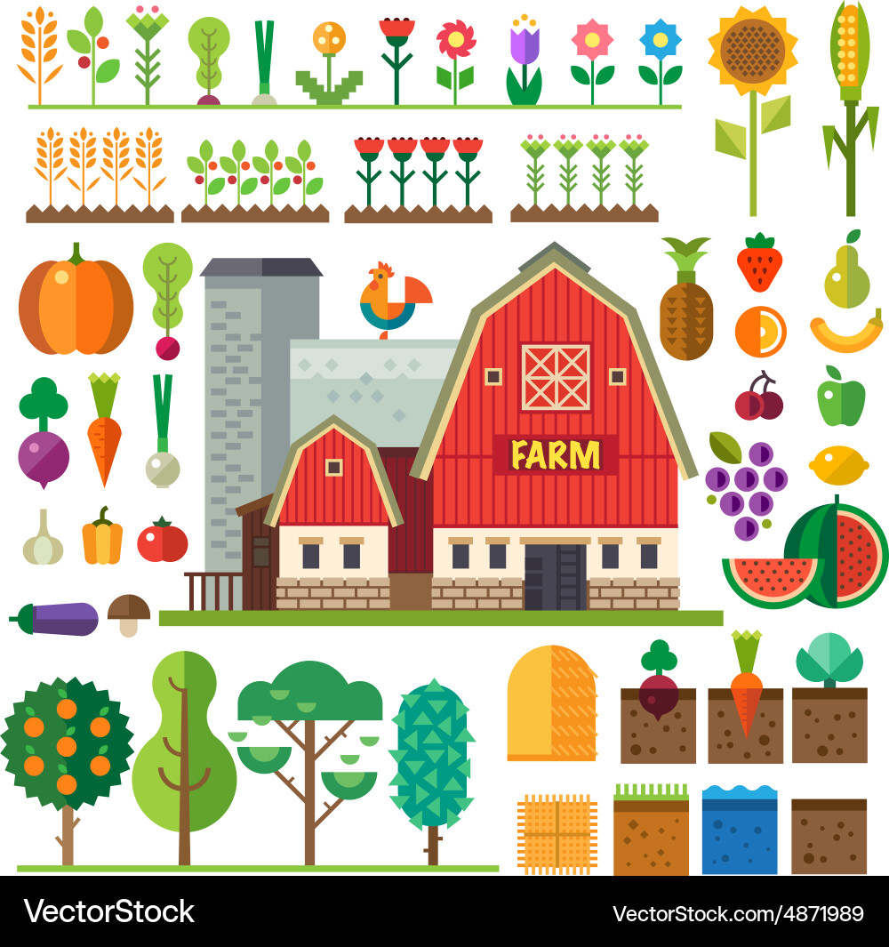 Farm in village Royalty Free Vector Image - VectorStock
