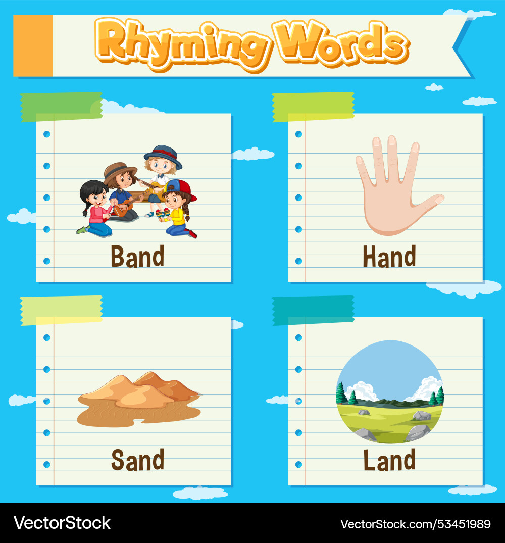 Rhyming words with images Royalty Free Vector Image