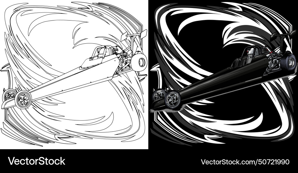 Black drag race with white strip Royalty Free Vector Image