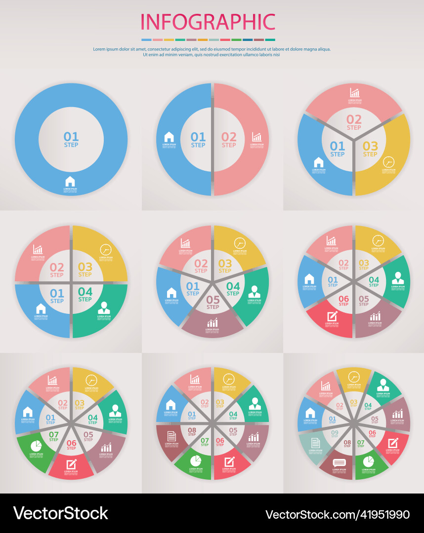 Circle Infographic Set - Business Steps Royalty Free Vector