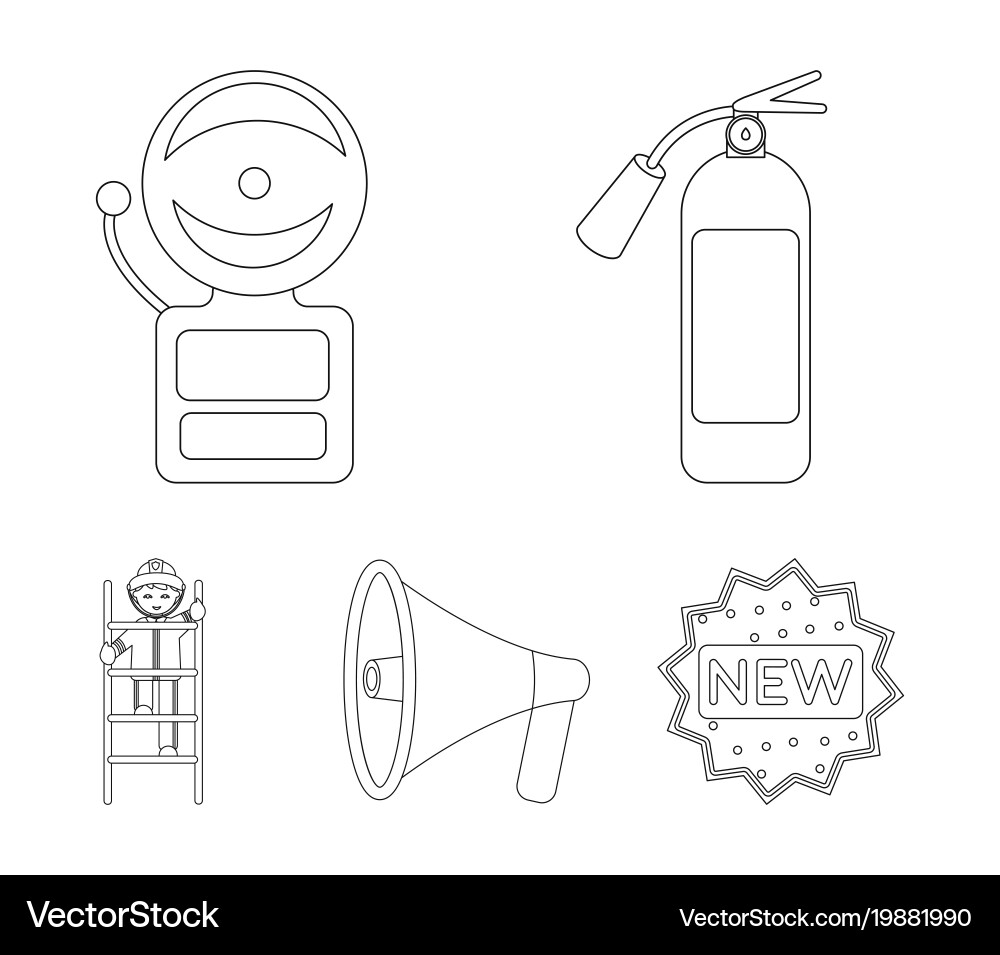 Fire extinguisher alarm megaphone fireman Vector Image