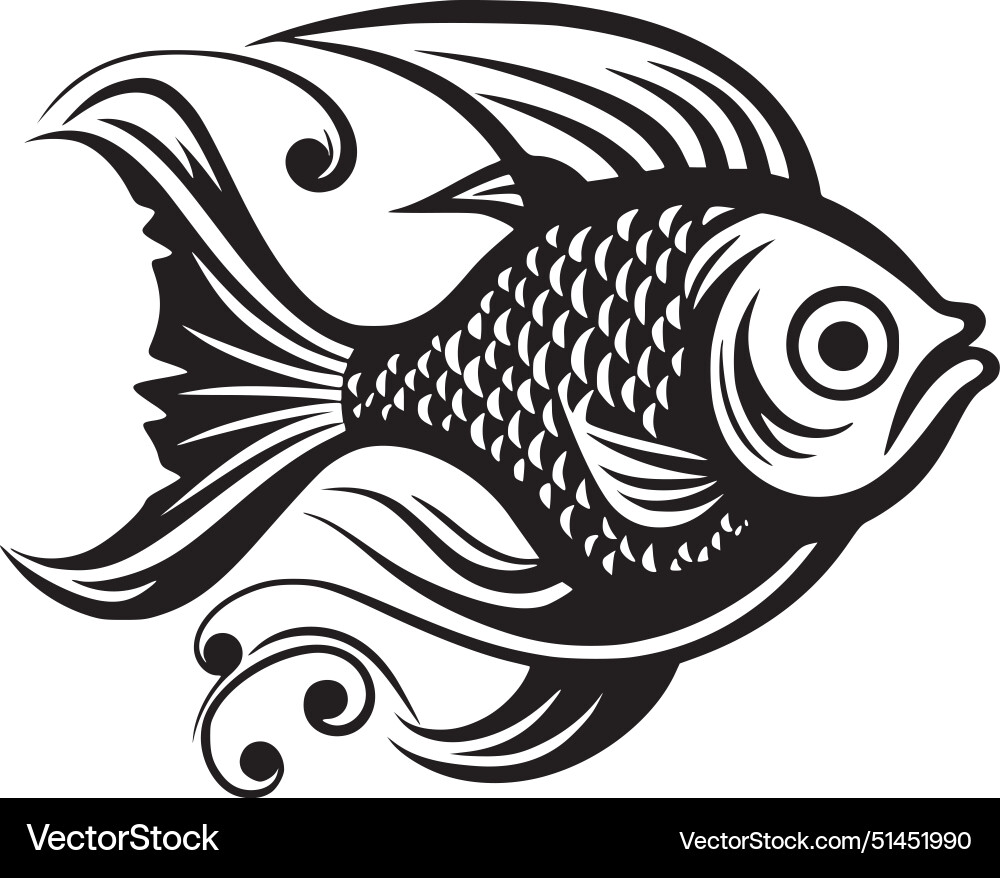 Fish - black and white Royalty Free Vector Image
