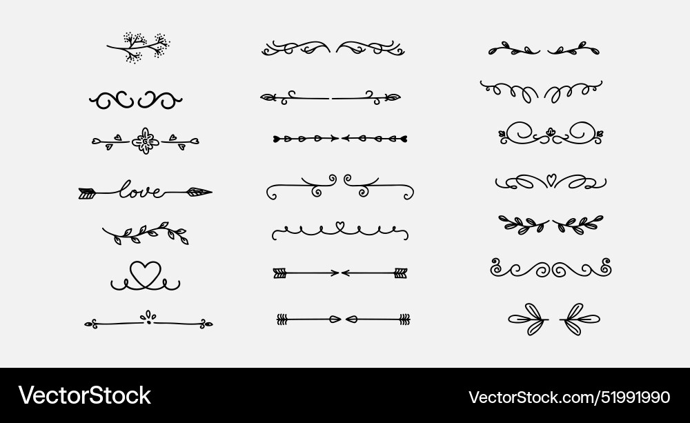 Floral decorative ornamental divider pack Vector Image