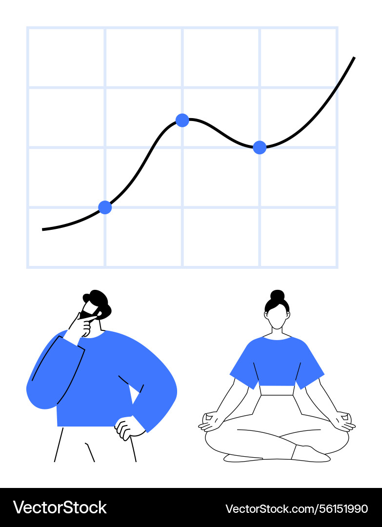 Growth chart with contemplative man and meditative