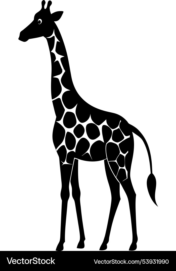 Jiraffe silhouette black with white Royalty Free Vector