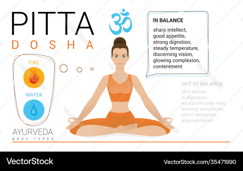Pitta dosha mesomorph constitution human body Vector Image