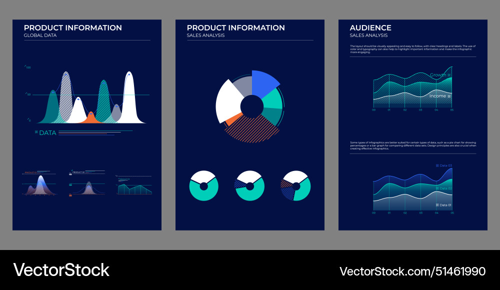 Presentation business analysis charts in color Vector Image