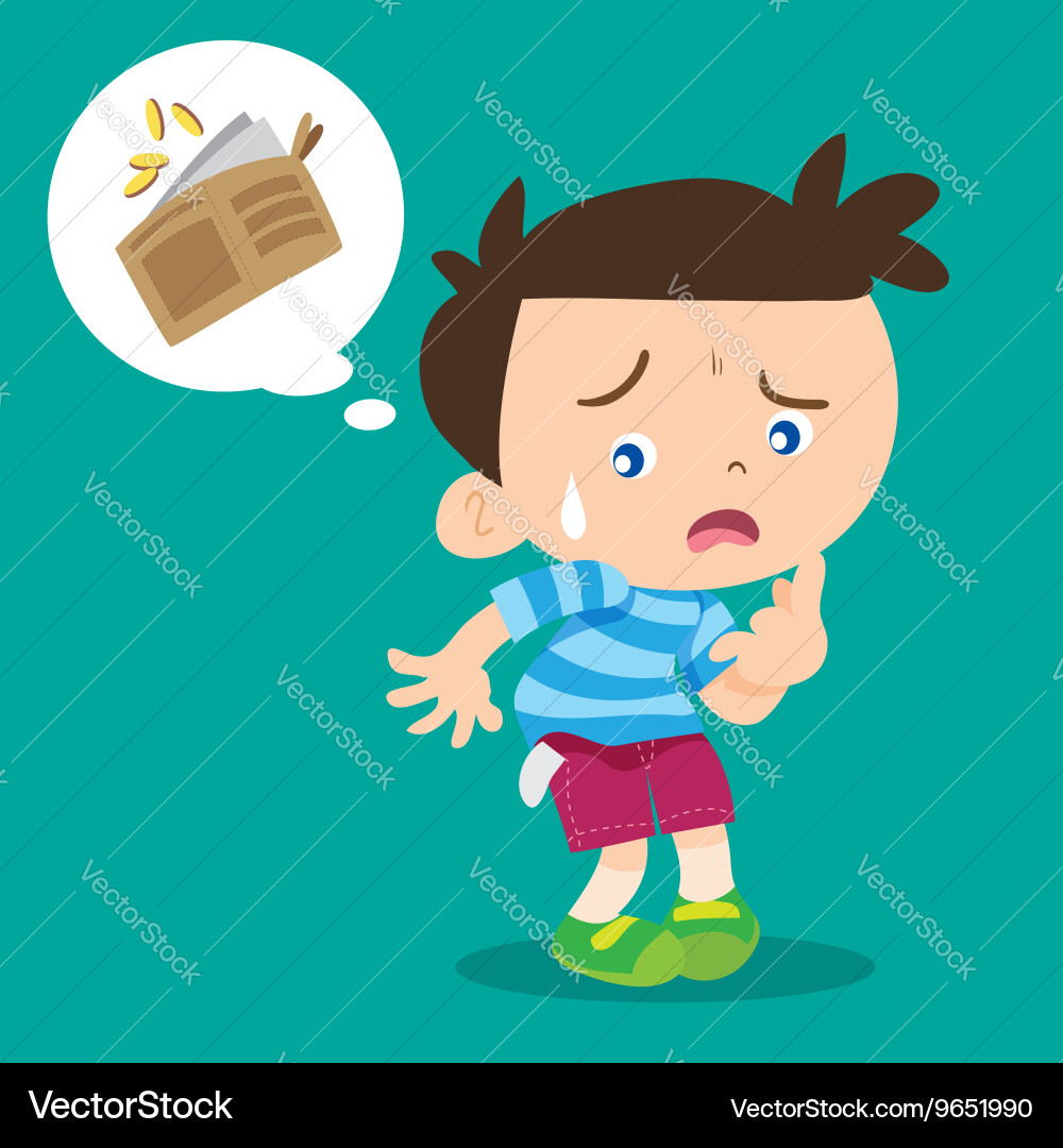 Sad Boy Lost Money Royalty Free Vector Image - VectorStock