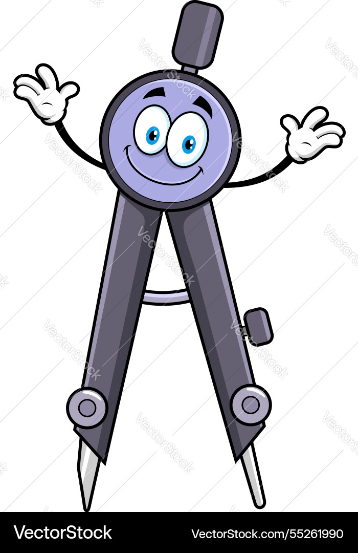 School drawing compass cartoon character Vector Image
