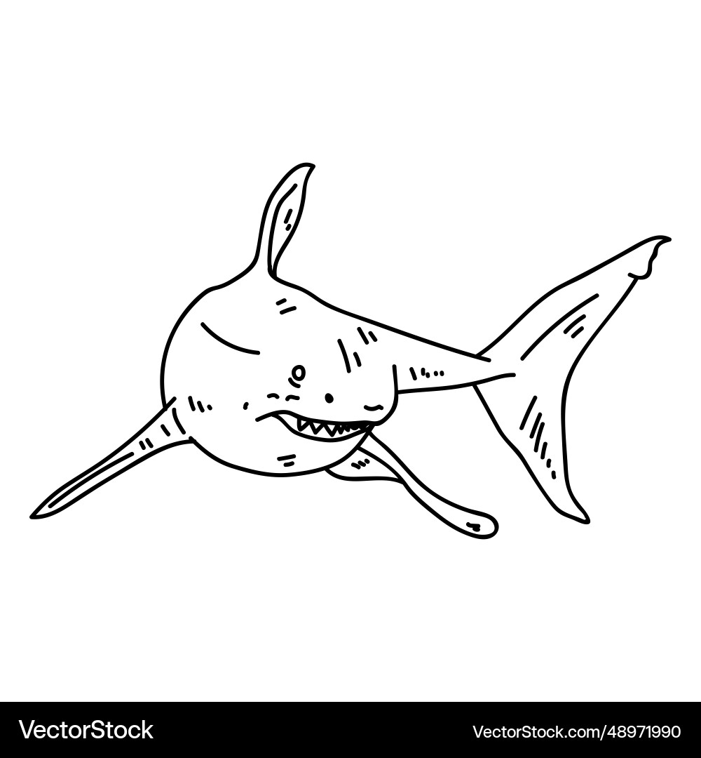 Shark jaw mouth tooth sea stroke Royalty Free Vector Image