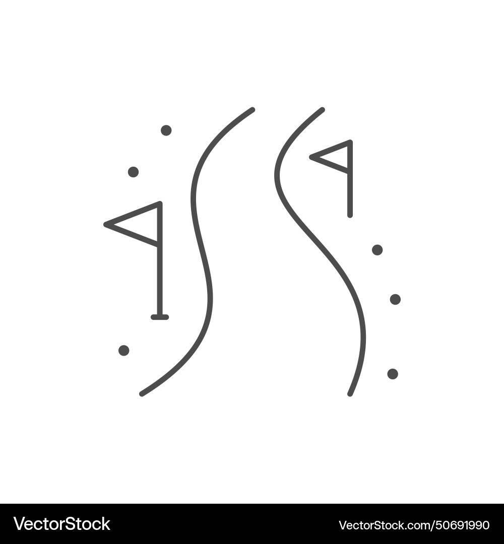 Ski track line outline icon Royalty Free Vector Image