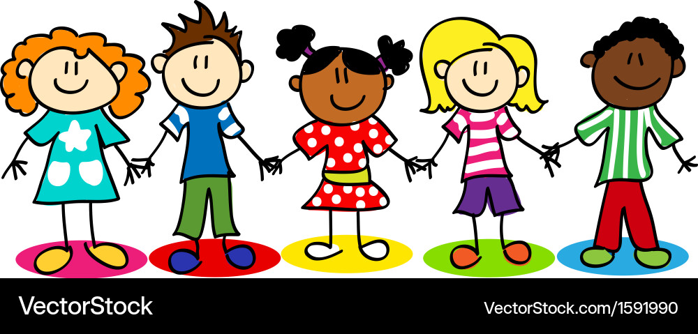 Stick-figure-ethnic-diversity-kids-t Royalty Free Vector