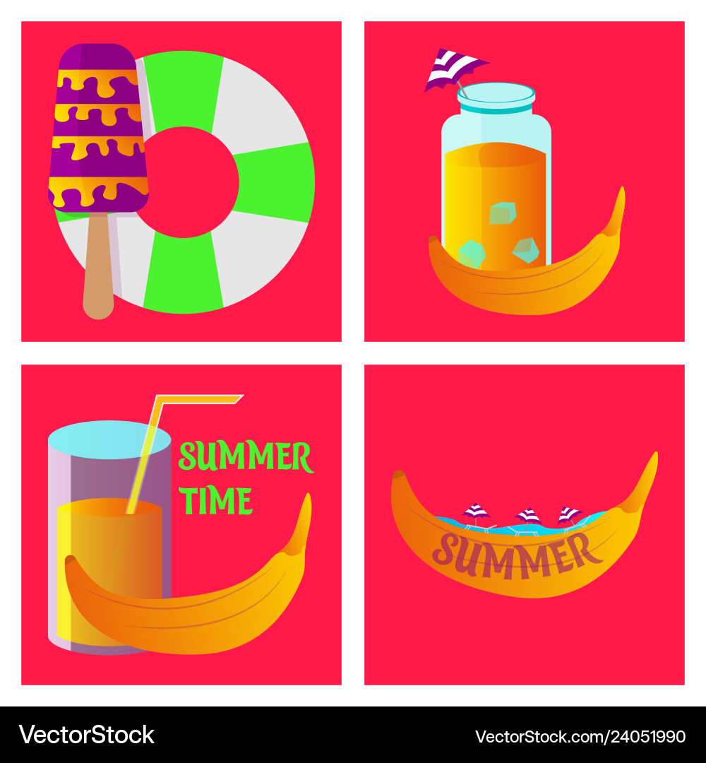 Sommerzeit Poster mit niedlich in Cartoon Vektorbild