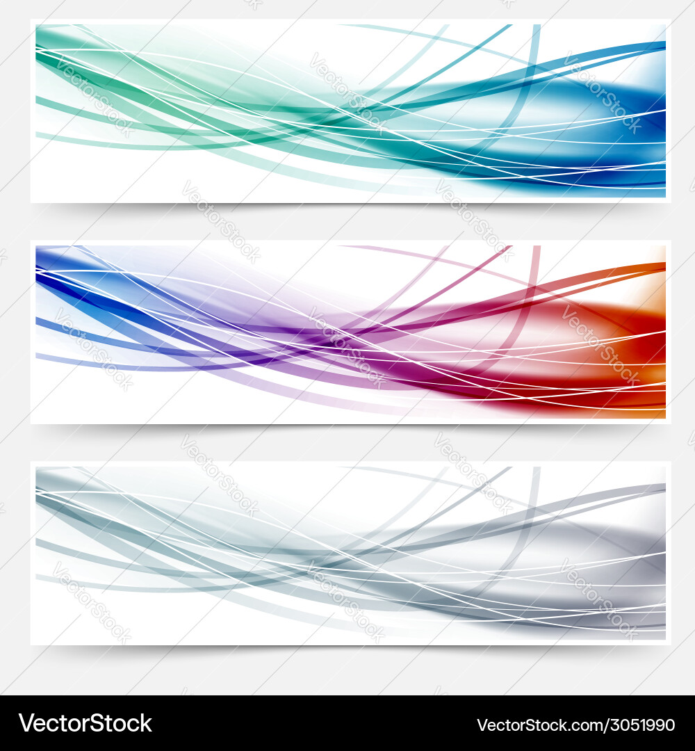 Wave headers set - swoosh hi-tech lines Royalty Free Vector