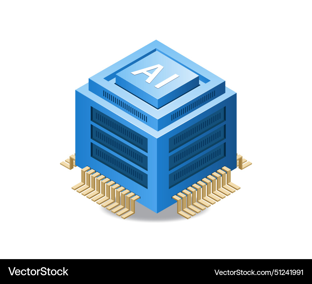 Ai cloud server infographic 3d flat isometric Vector Image