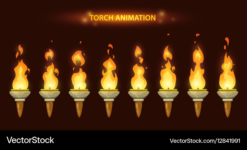 Cartoon torch animation Royalty Free Vector Image