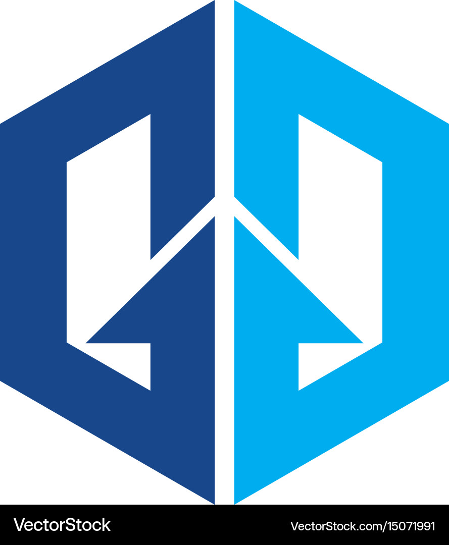 Geometric Hexagon Arrows Logo Royalty Free Vector Image