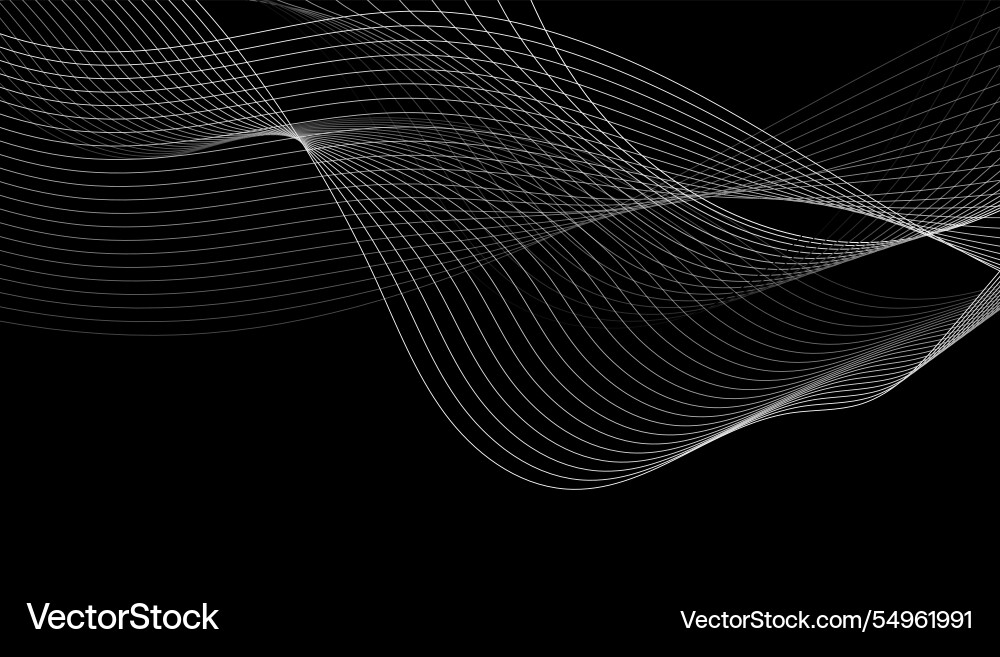 Grey abstract curved wavy lines on black Vector Image