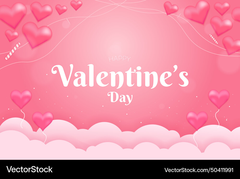 Happy valentines day background with line Vector Image
