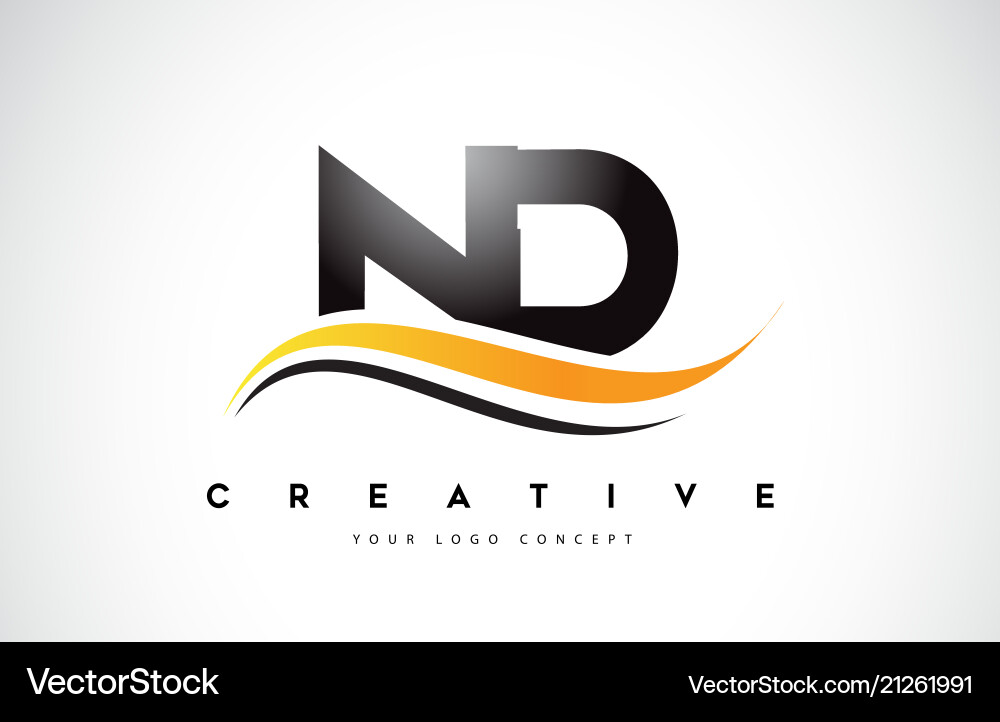 Nd n d swoosh letter logo design with modern Vector Image