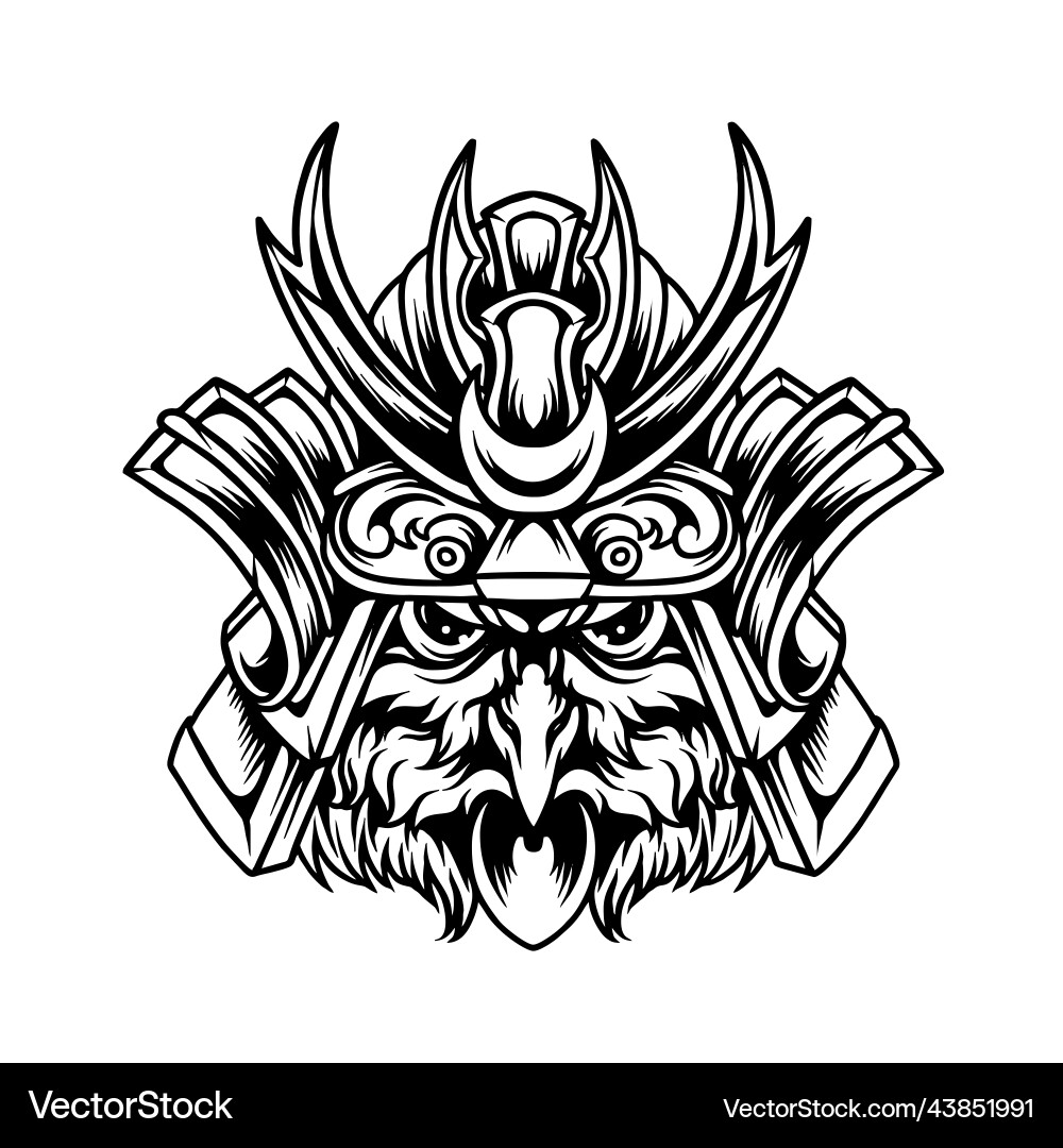 Owl samurai mascot silhouette Royalty Free Vector Image