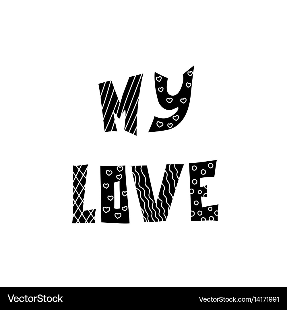 Romantic pattern with text love on white Vector Image