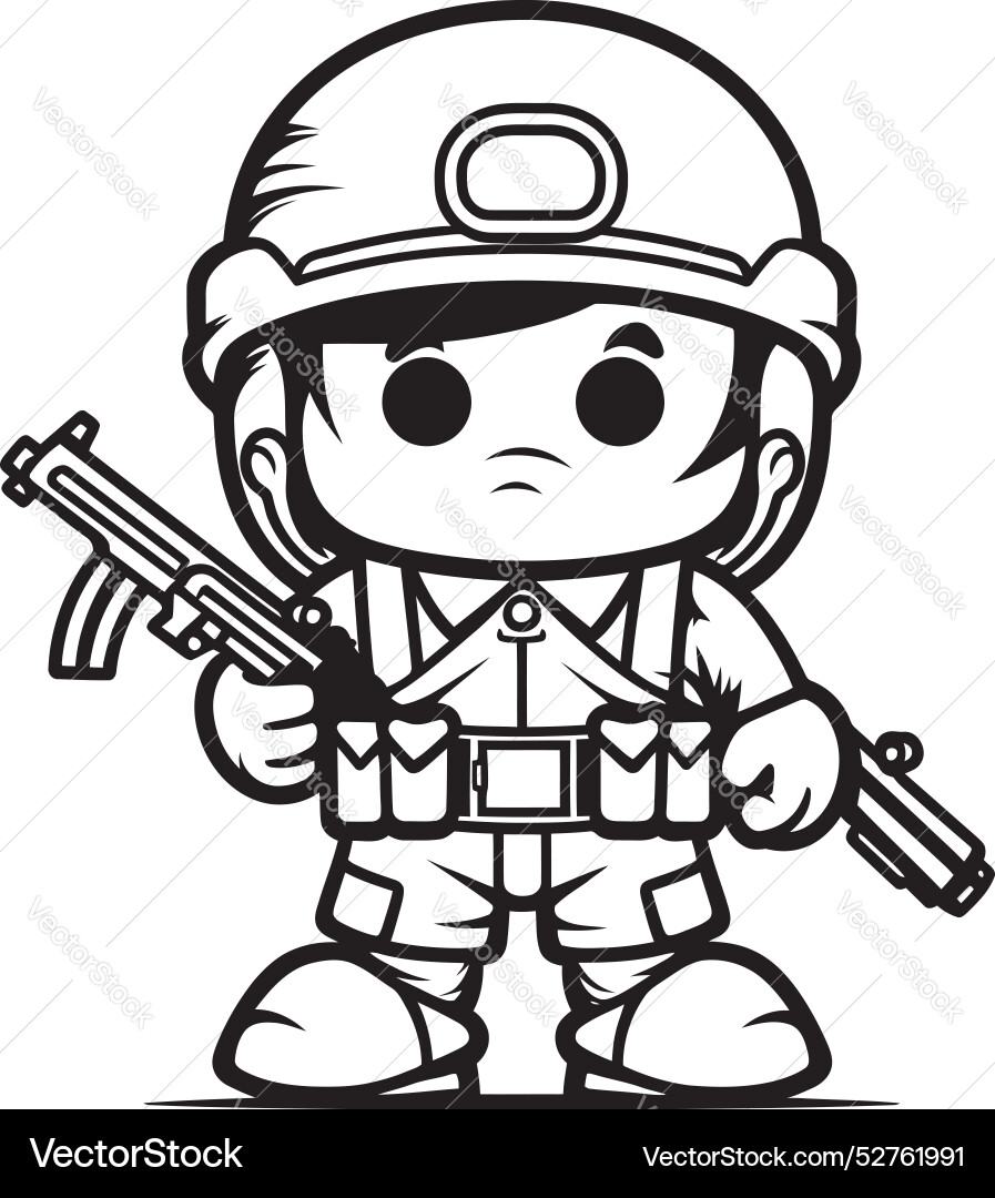 Scribble squadrons doodle soldier emblem playful Vector Image