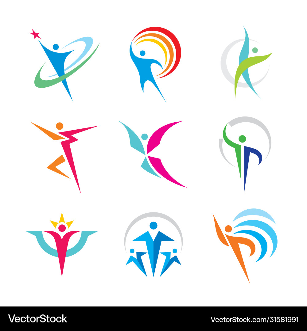 Set abstract colorful human character logo Vector Image