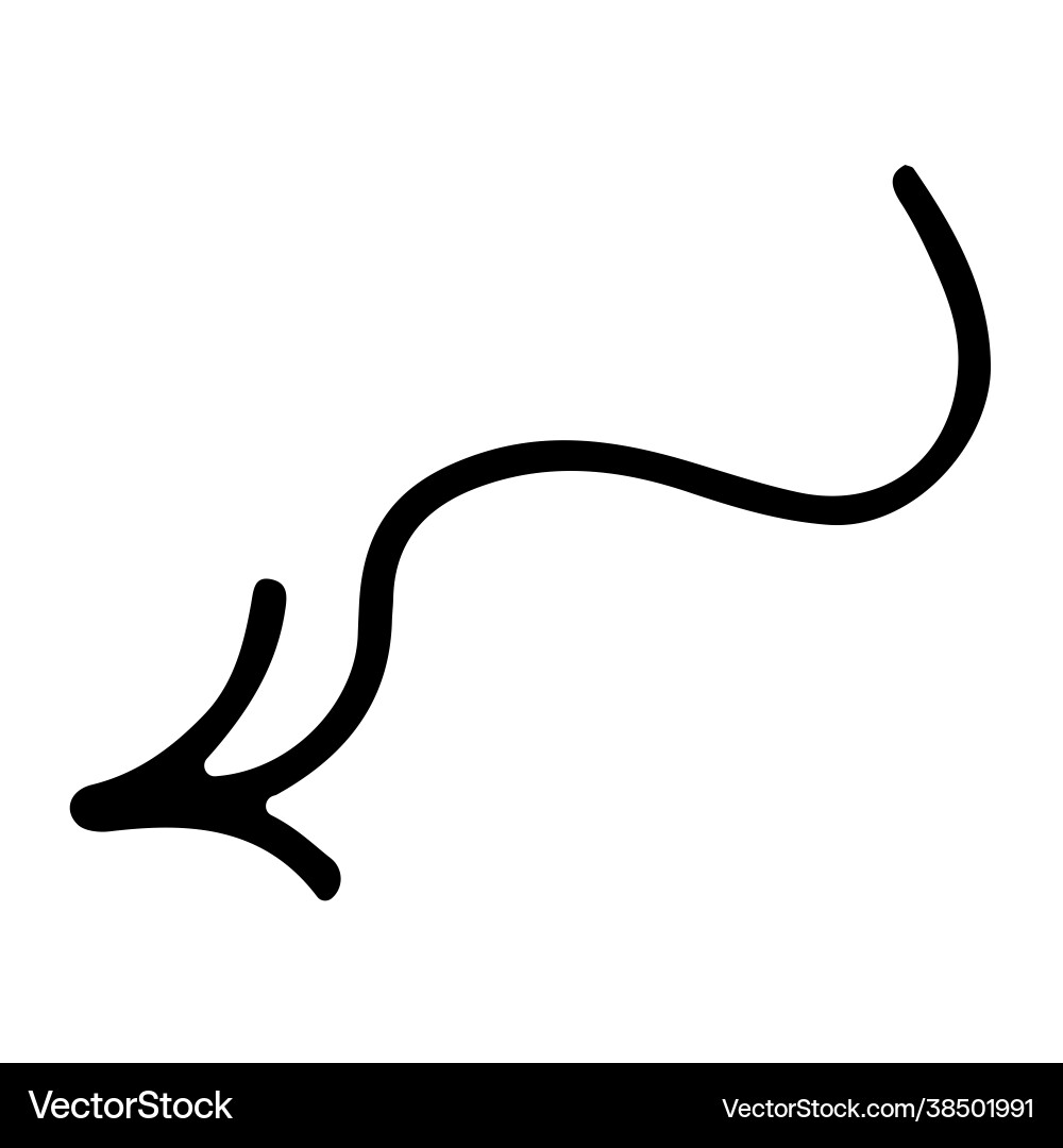 Single wavy arrow hand drawn sign in doodle style Vector Image