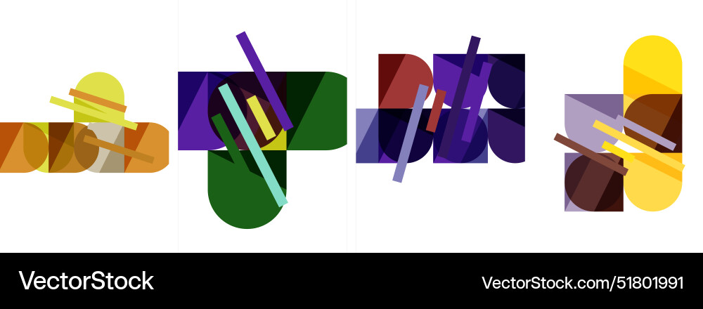 Square and round shape geometric poster set Vector Image