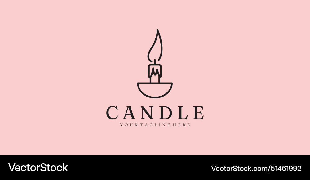 Candle logo line art simple design Royalty Free Vector Image