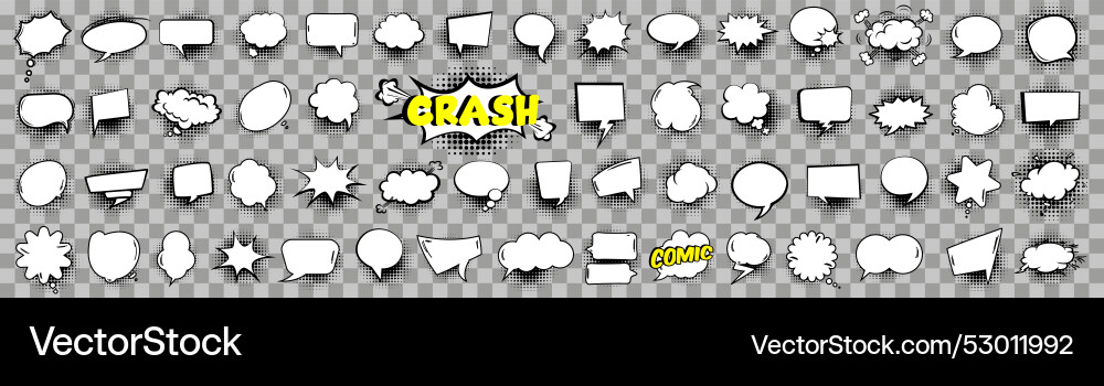 Cartoon comic speech bubble collection set Vector Image