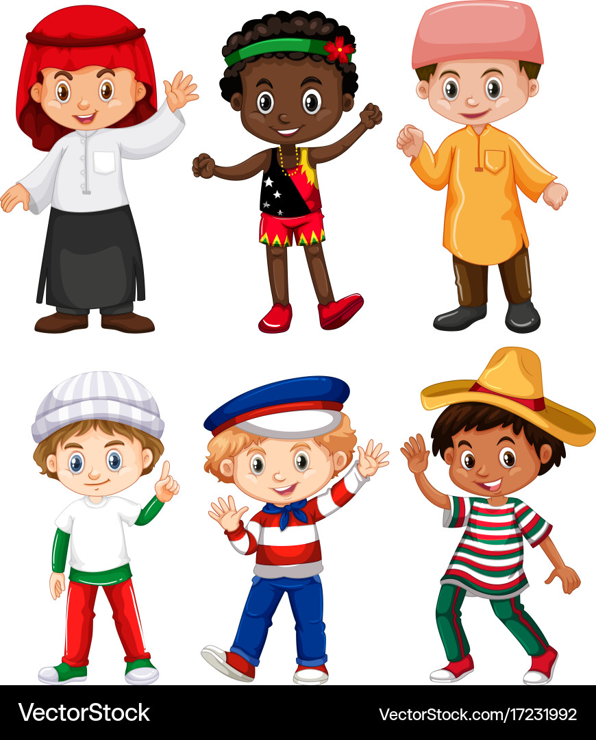 Different Nationalities Of Boys Royalty Free Vector Image Boys In
