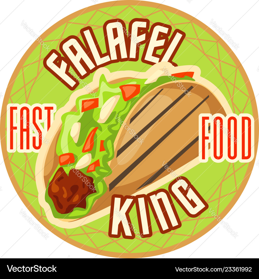 Fast food restaurant label with vegetarian burger Vector Image
