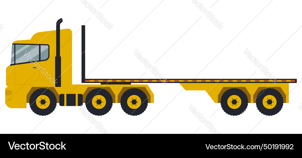Flatbed trailer tractor truck icon Royalty Free Vector Image