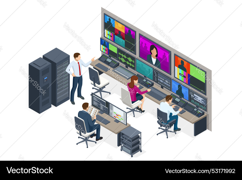 Isometric professional video studio tv station Vector Image