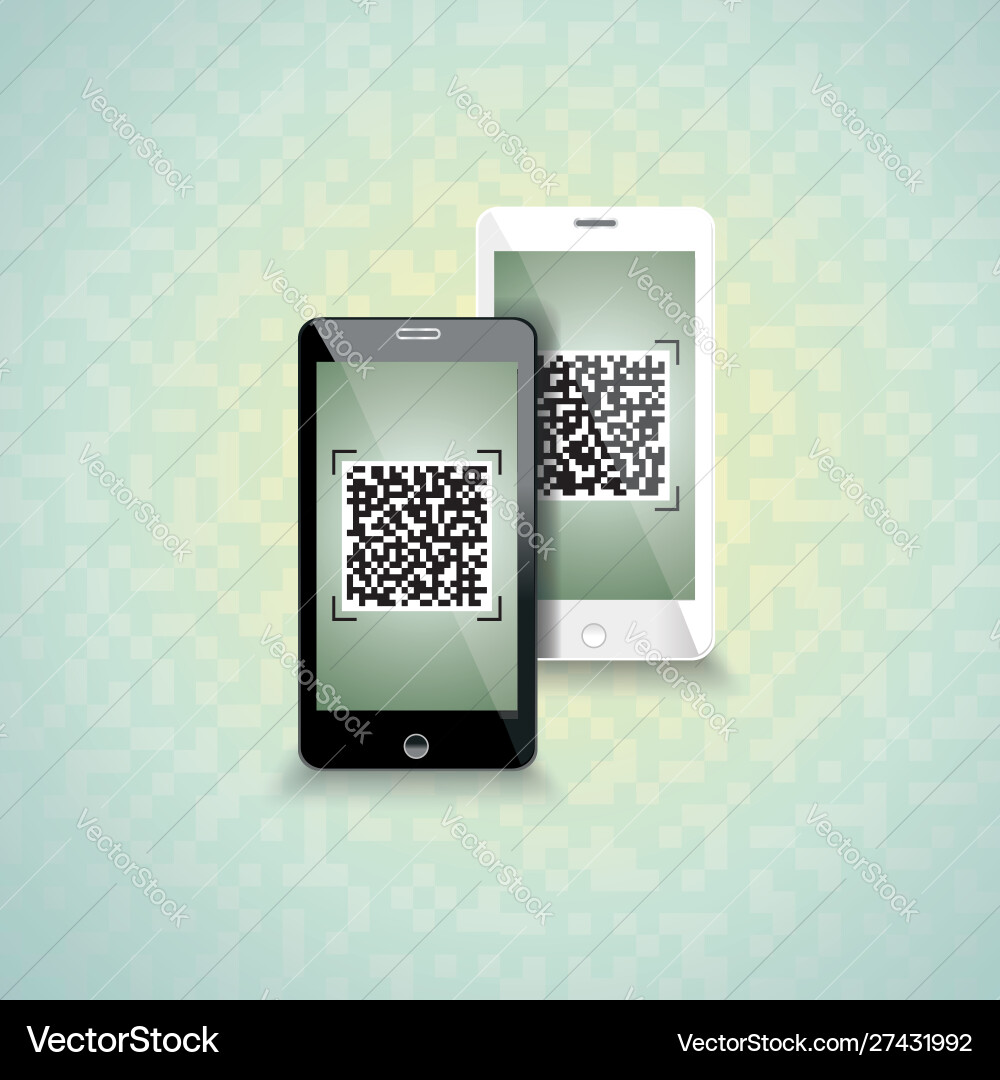 Qr-code scanning phones Royalty Free Vector Image