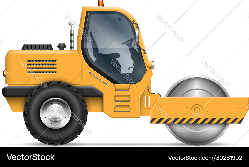 Realistic road roller Royalty Free Vector Image