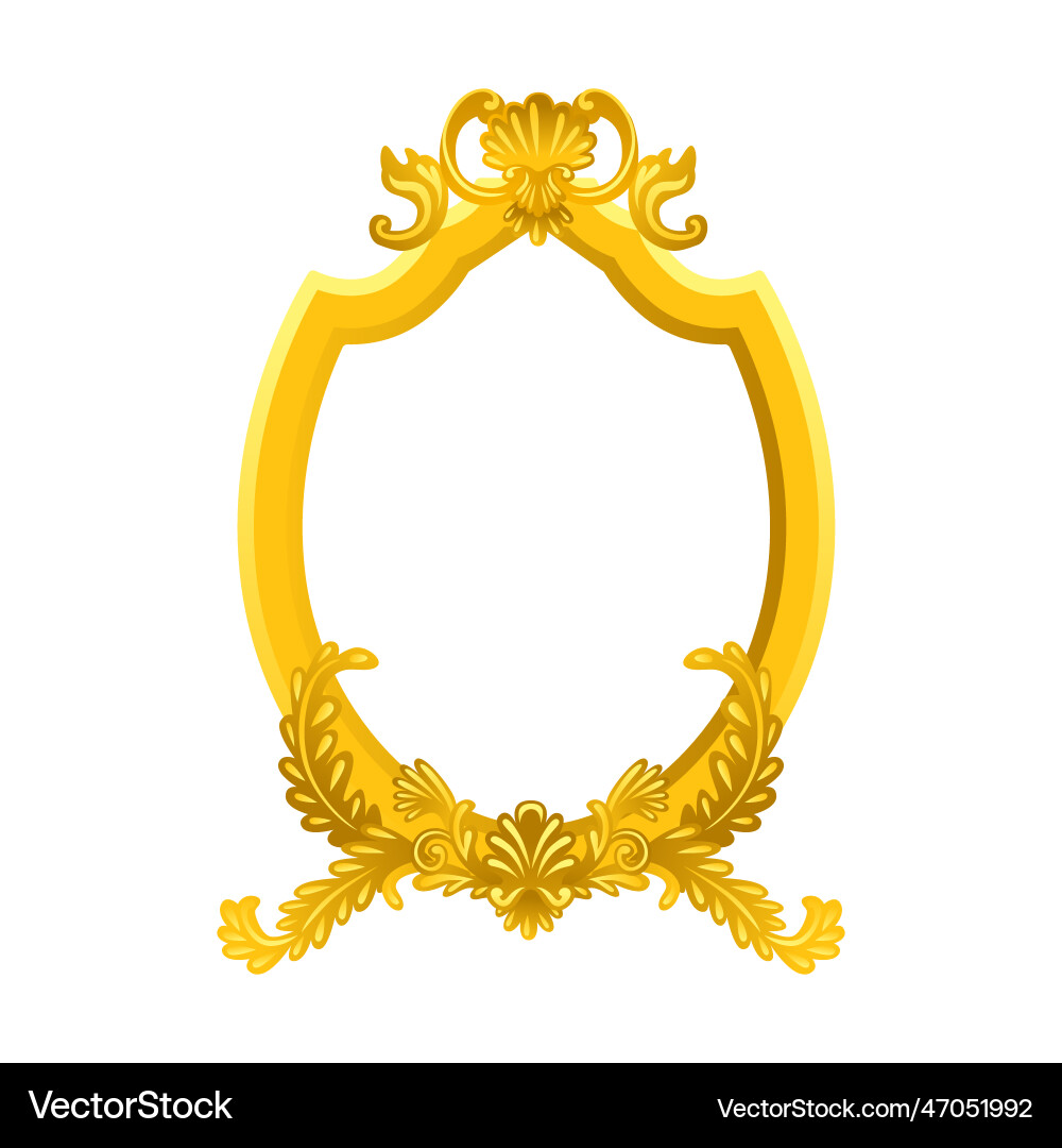 Rich gold mirror frame cartoon old Royalty Free Vector Image