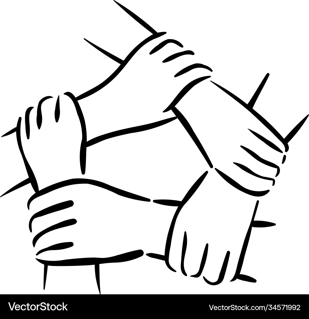Unity team building symbol people hands holding Vector Image