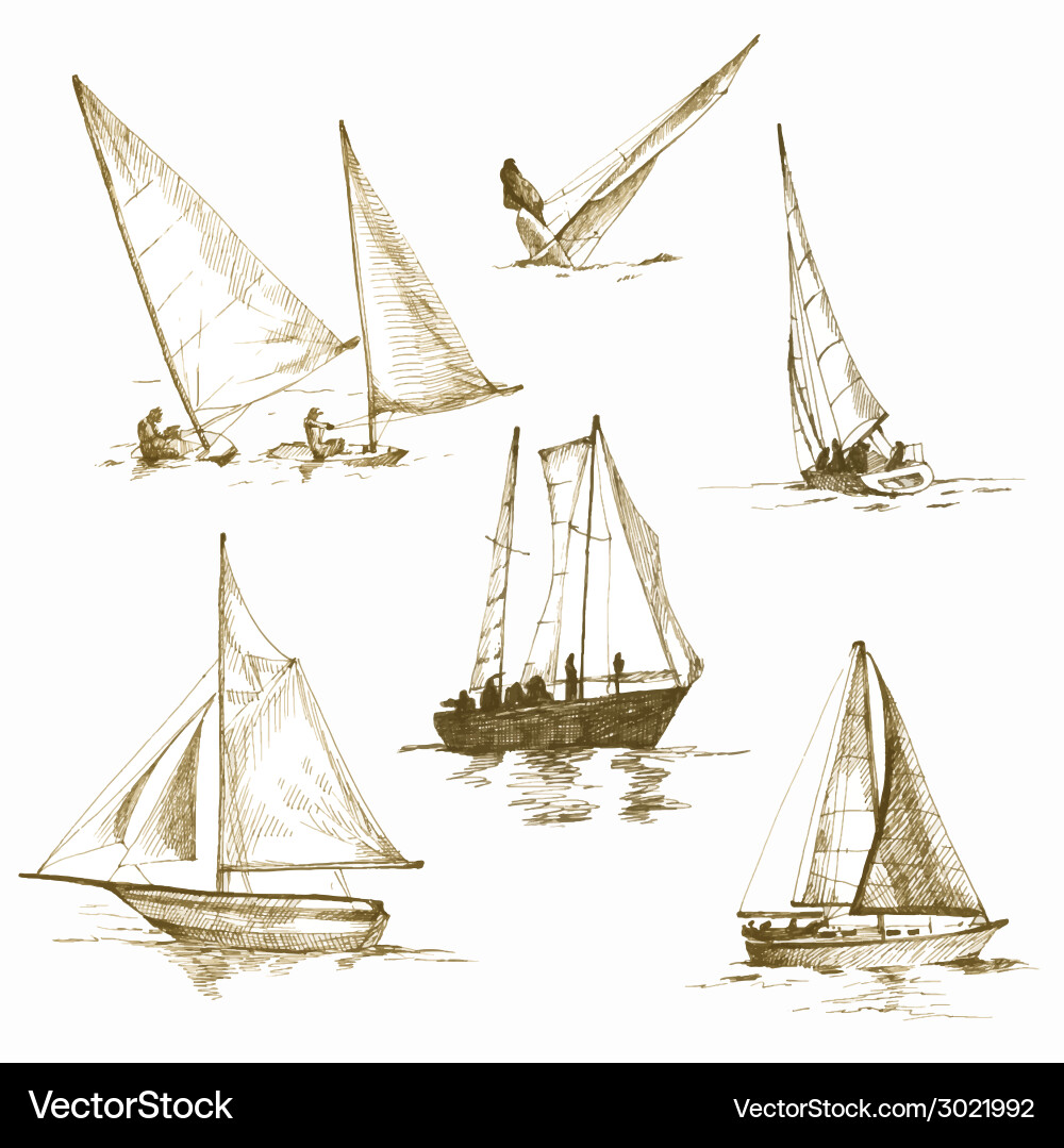 Vintage Sailing Boats Royalty Free Vector Image