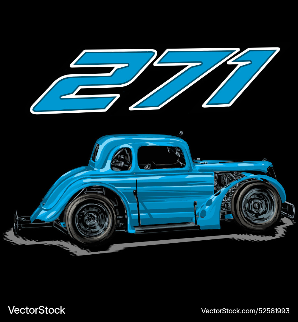 Blue drag racing car with black strip Royalty Free Vector