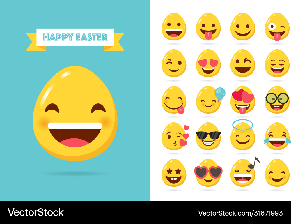 Easter emoticons egg emoji in flat style Vector Image
